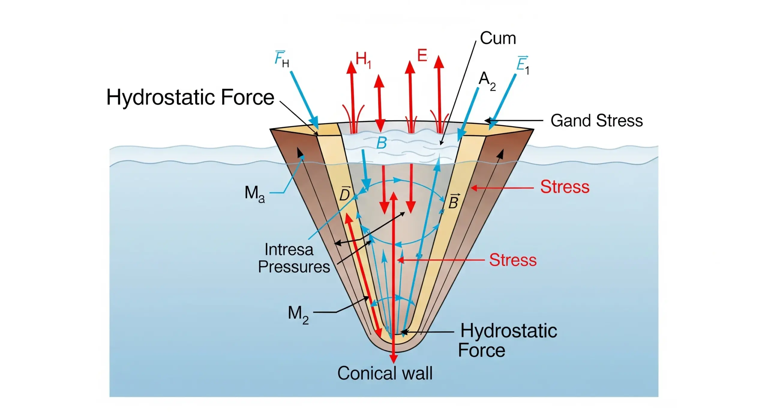 Force Hydrostatique sur une Paroi Conique - Exercice corrigé